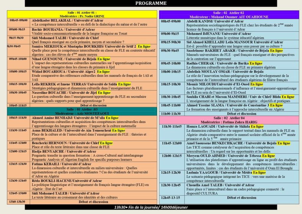 Programme de la journée d'étude " Enseignement/apprentissage de FLE en ...